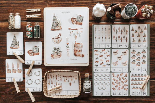 Christmas Count and Clip Cards + Matching Activity – Harbor and Sprout